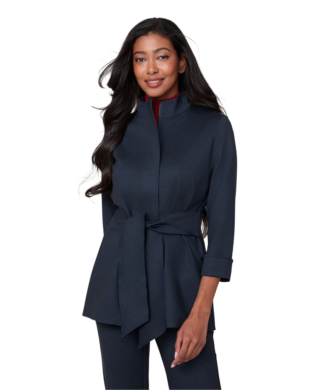 Danielle Tie Front Jacket- Textured Navy – Monkee's of Ridgeland
