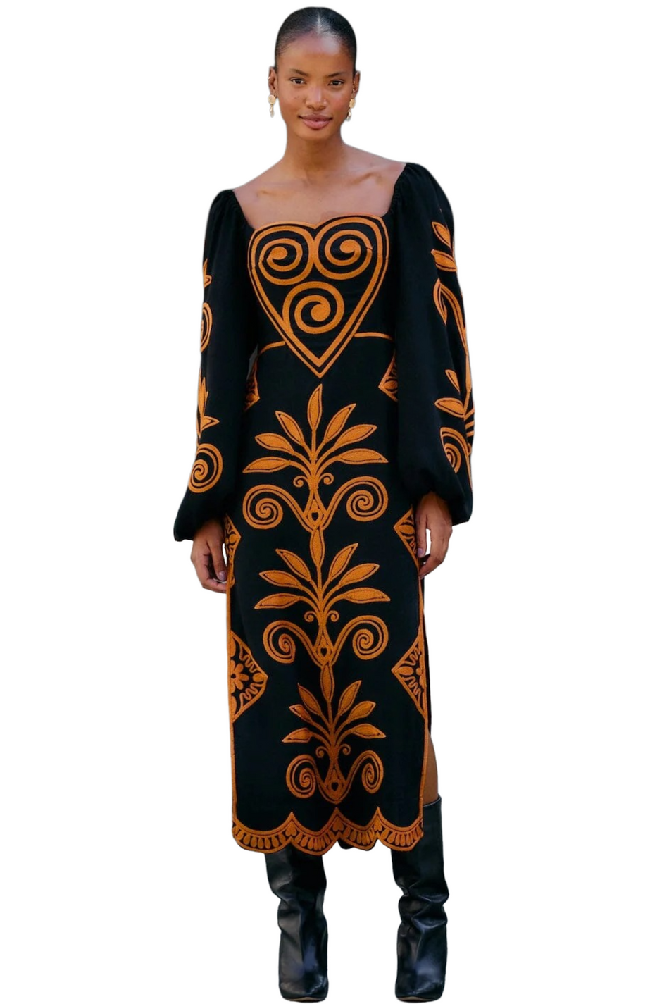 Cornely Ainika Black Artisanal Heart Long Sleeve Dress – Monkee's of ...