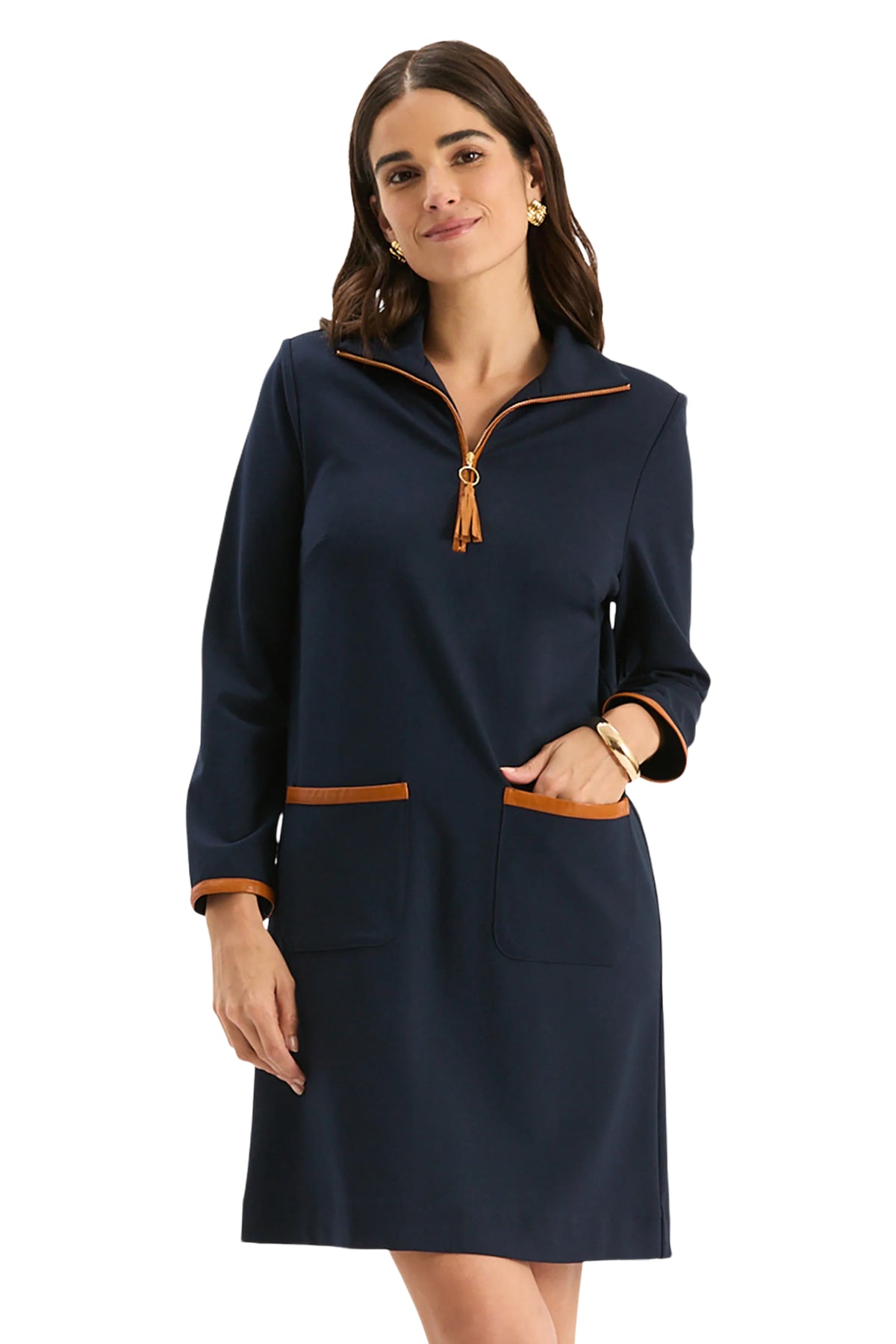 Helena Ponte Trimmed Dress- Mid Navy – Monkee's of Ridgeland